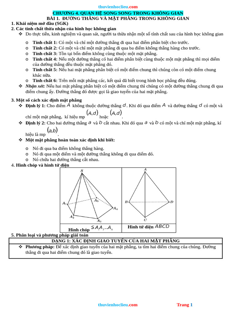 Bang Tom Tat Chuong Quan He Song Song 11 Theo Tung Bai Hoc | PDF