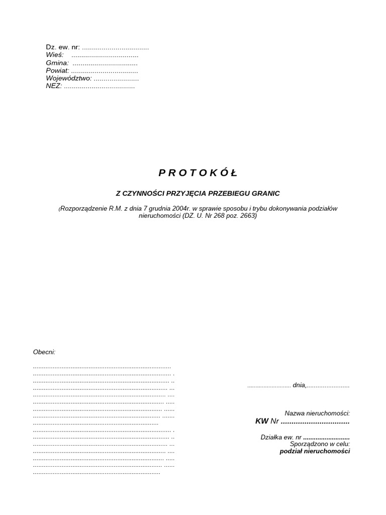 7 - Protokół Przyjęcie Granic STR 1 | PDF