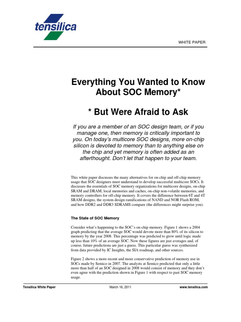Everything You Wanted To Know About SOC Memory | PDF | Flash Memory ...