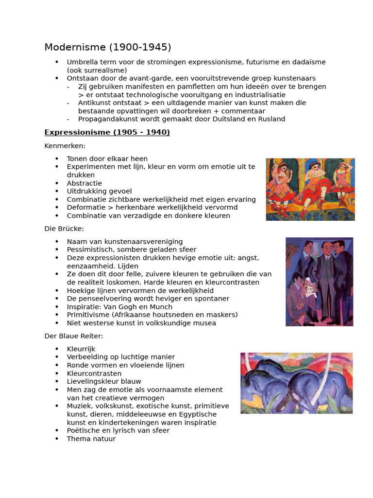 Kunstgeschiedenis Modernisme en Postmodernisme | PDF