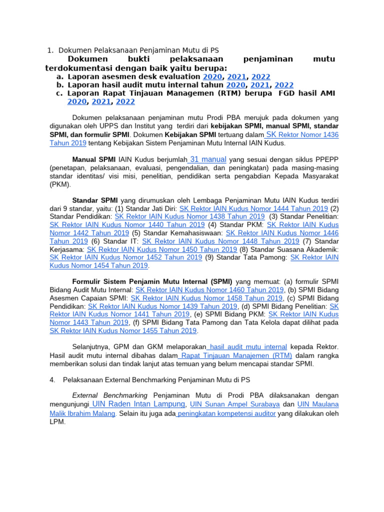 Dokumen Pelaksanaan Penjaminan Mutu Di PS | PDF