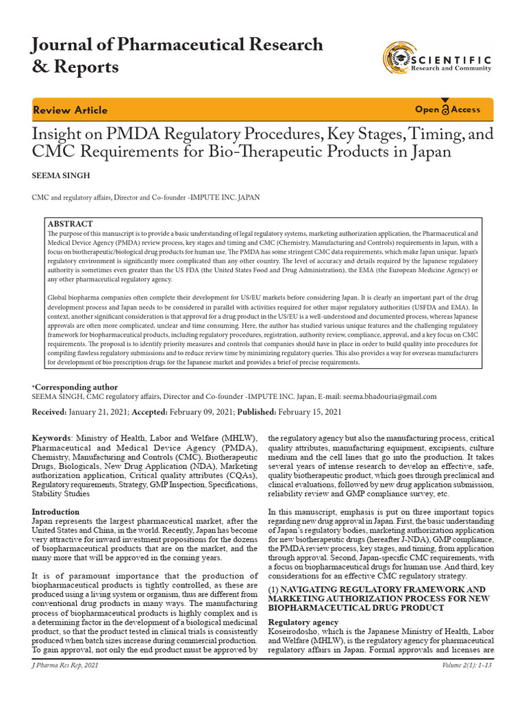 Insight On PMDA Regulatory Procedures Key Stages T | PDF ...