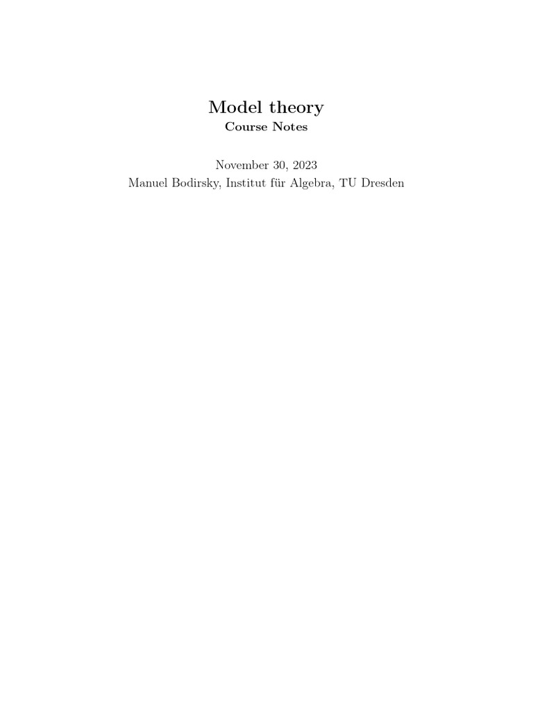 Model Theory | PDF | Model Theory | First Order Logic