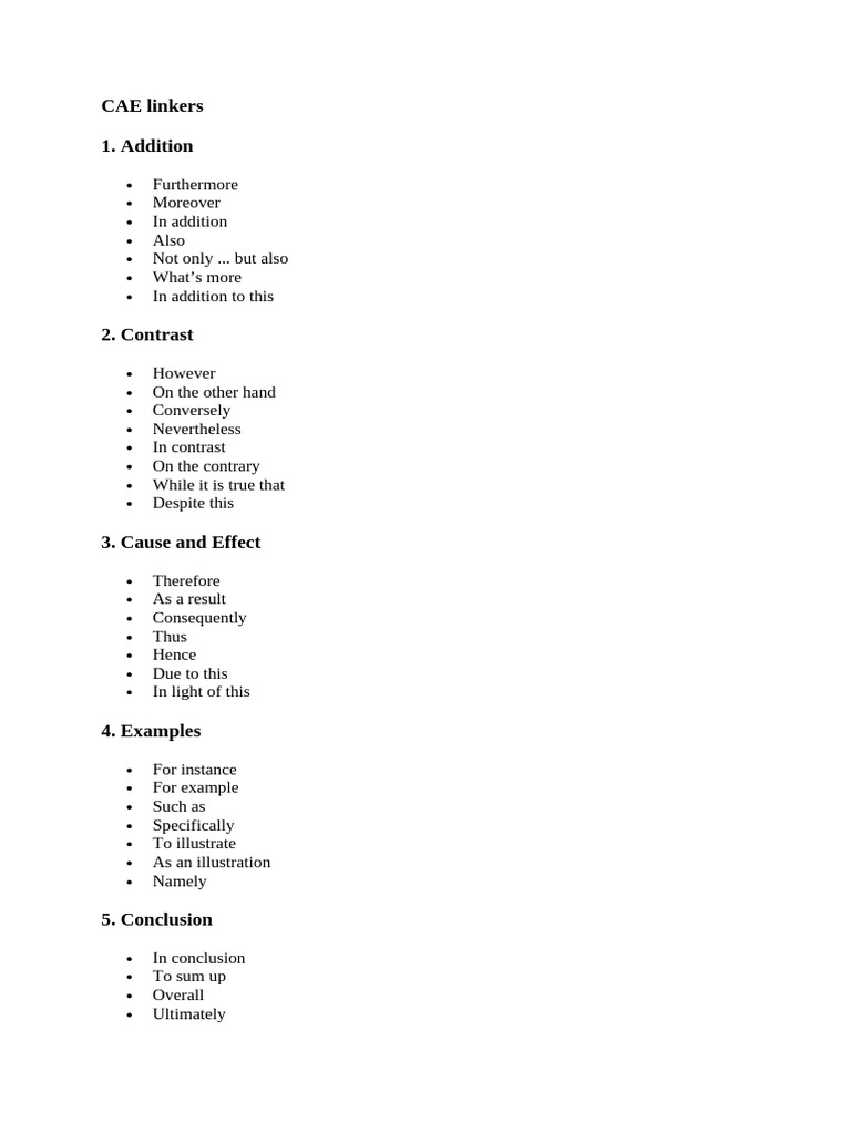 CAE Linkers | PDF | Language Arts & Discipline