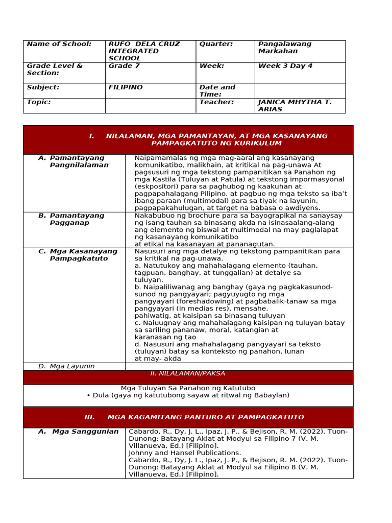 Fil7 Q2 W3 Day4 | PDF