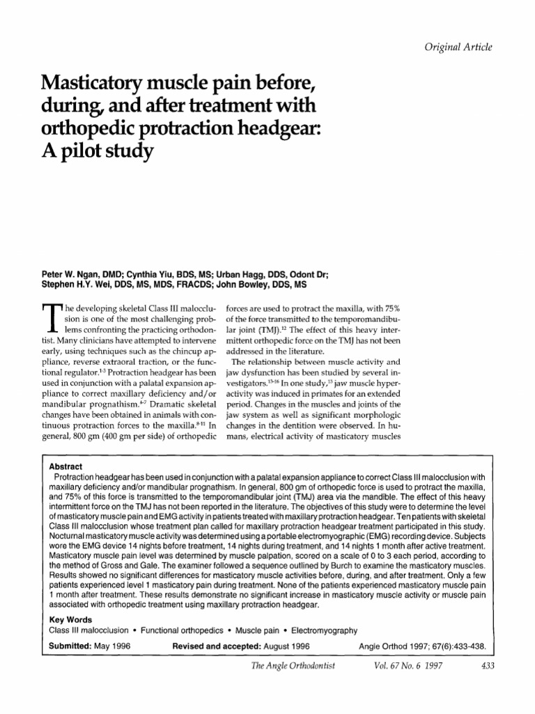 Masticatory Pain With Headgear | PDF