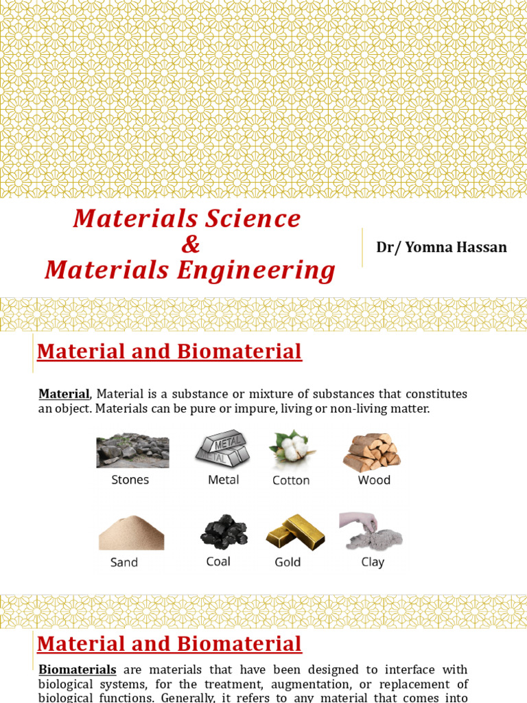 Lec.1 Biomaterial | PDF | Materials Science | Biomaterial