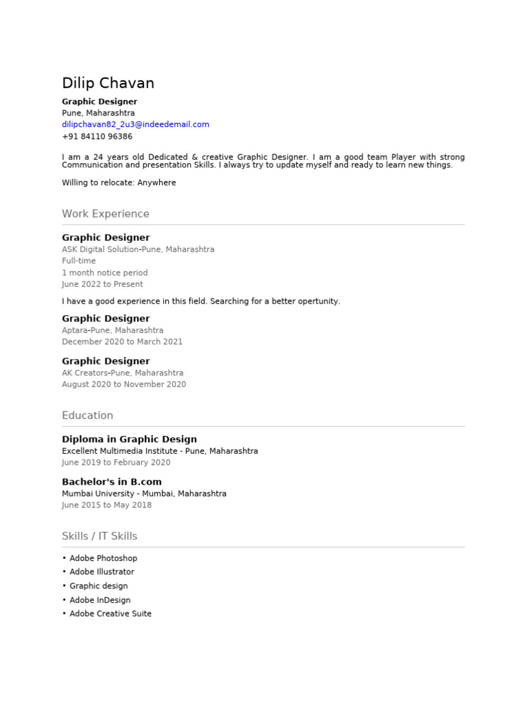 Resume Dilip Chavan | PDF