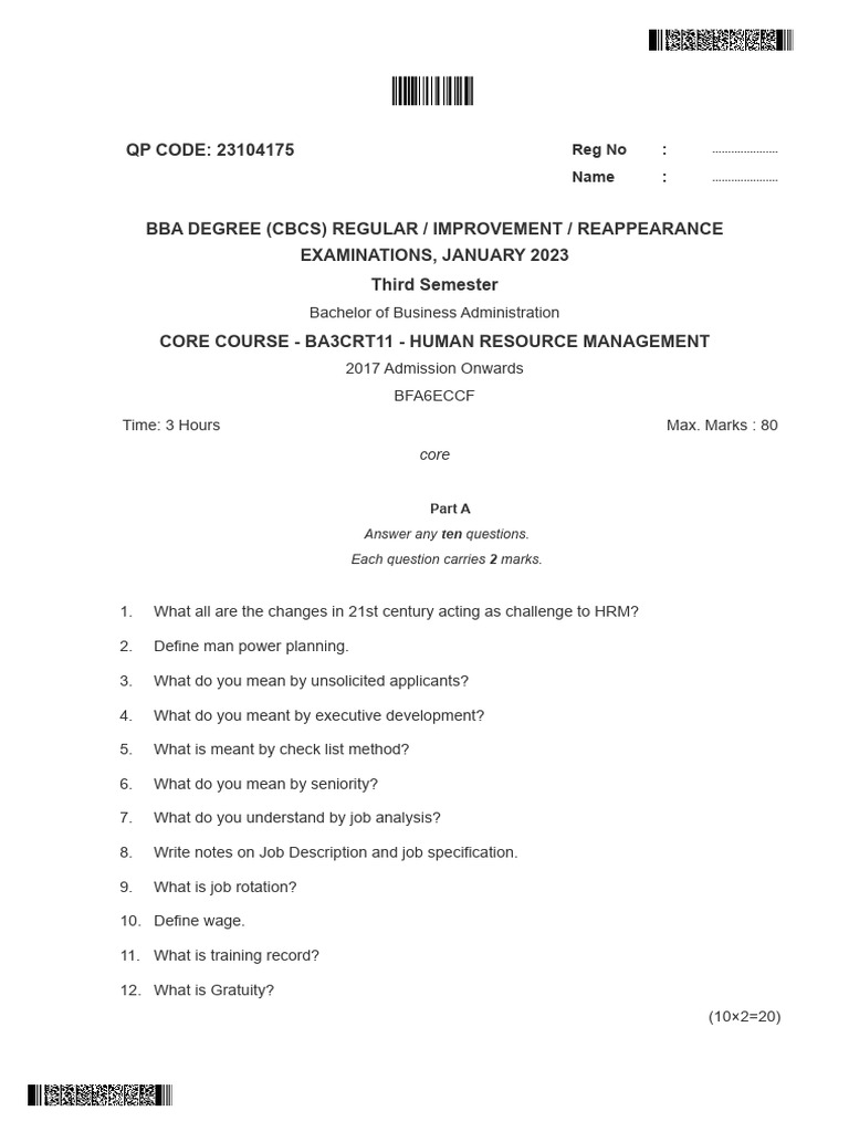 Bba-Human Resource Management | PDF | Human Resource Management | Business