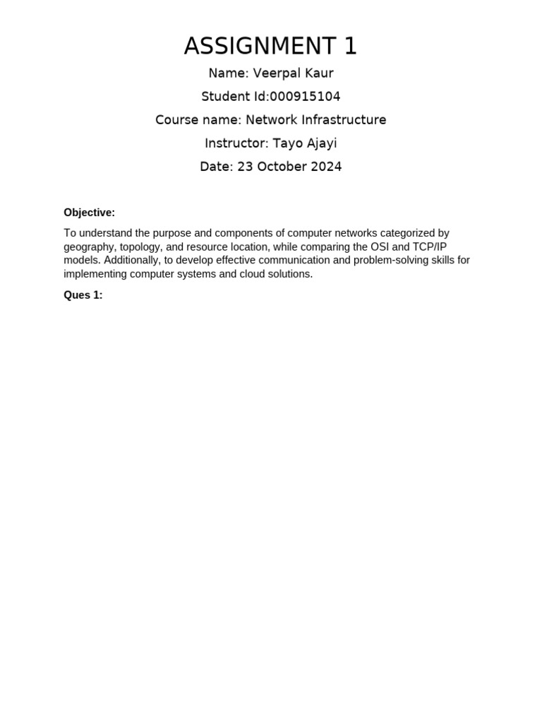 Assignment1 Network Infrastructure | PDF
