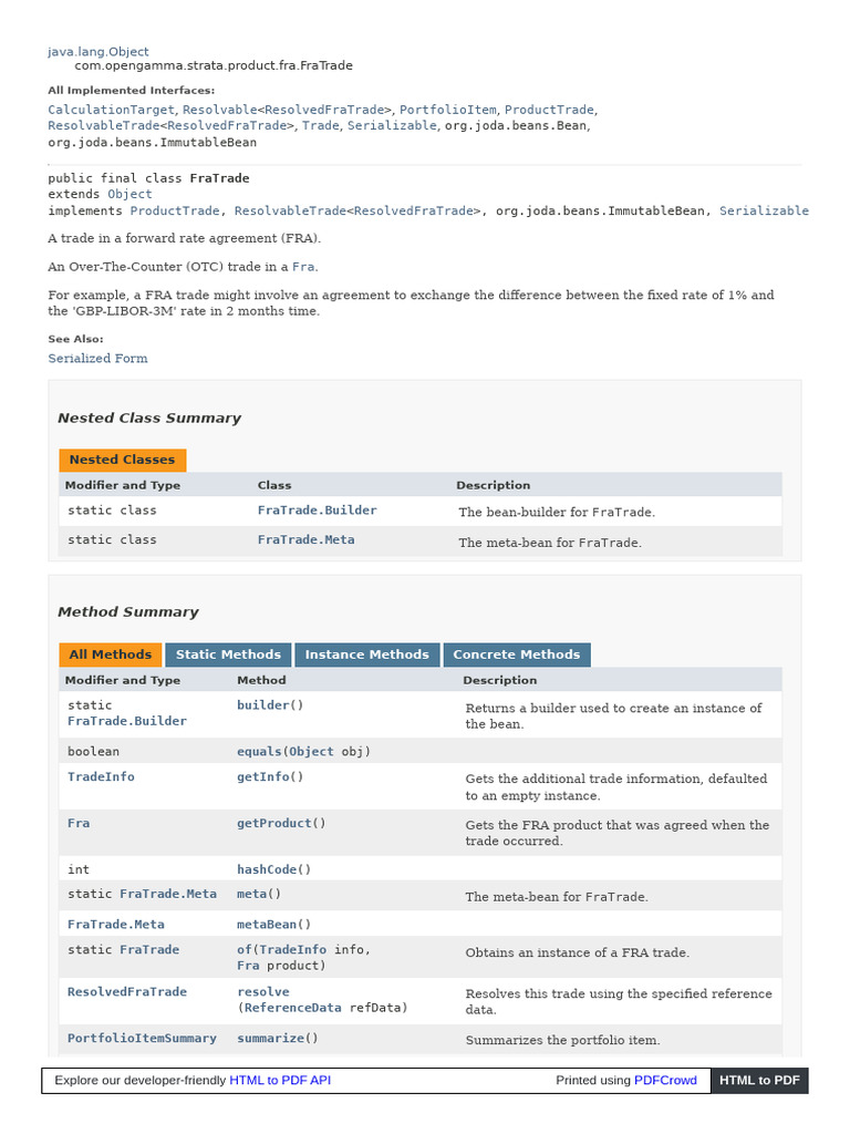 Strata Opengamma Io Apidocs Com Opengamma Strata Product Fra | PDF | Method (Computer ...