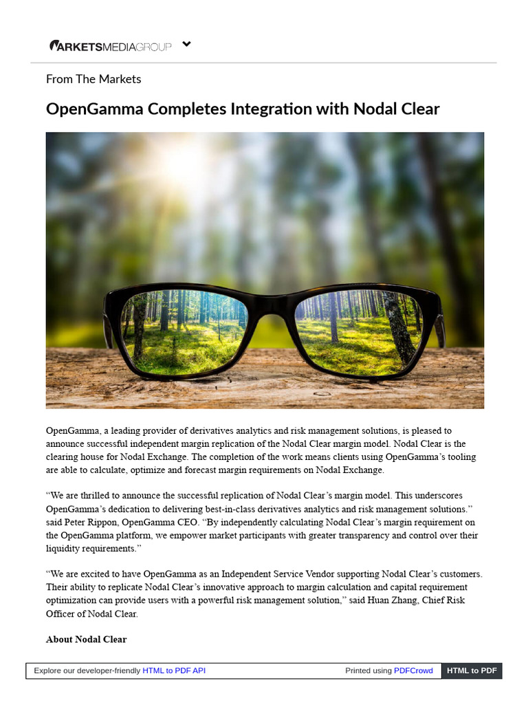 WWW Marketsmedia Com Opengamma Completes Integration With No | PDF ...