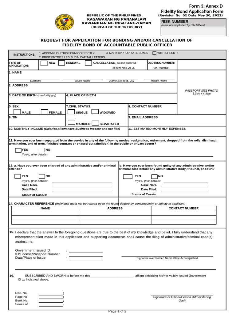 Fidelity-Bond-Application-Form-FBAF Updated - 095127 | PDF