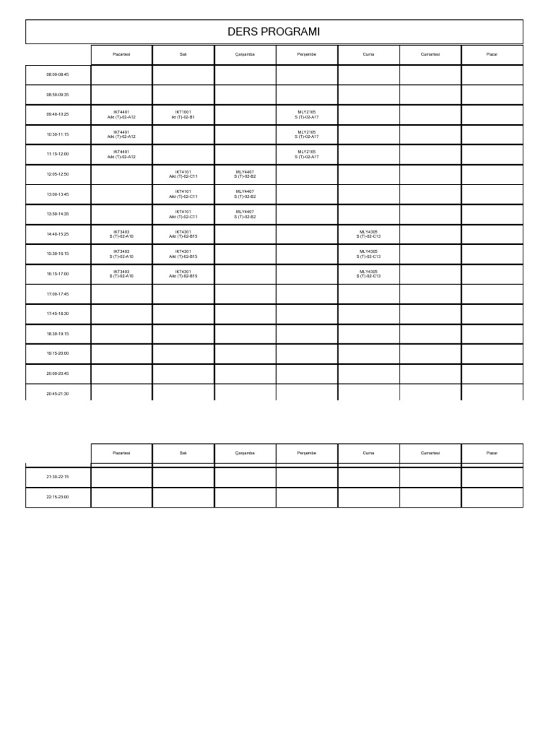 Ders Programi | PDF