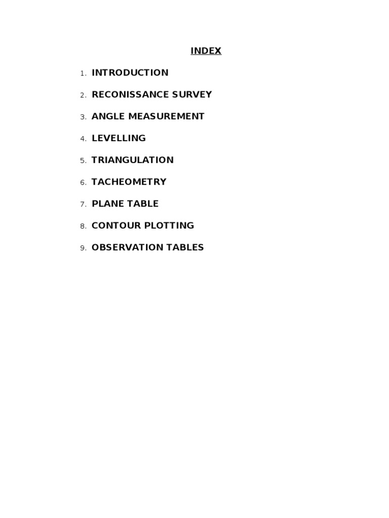 Index Reconissance Survey Angle Measurement Levelling Triangulation ...