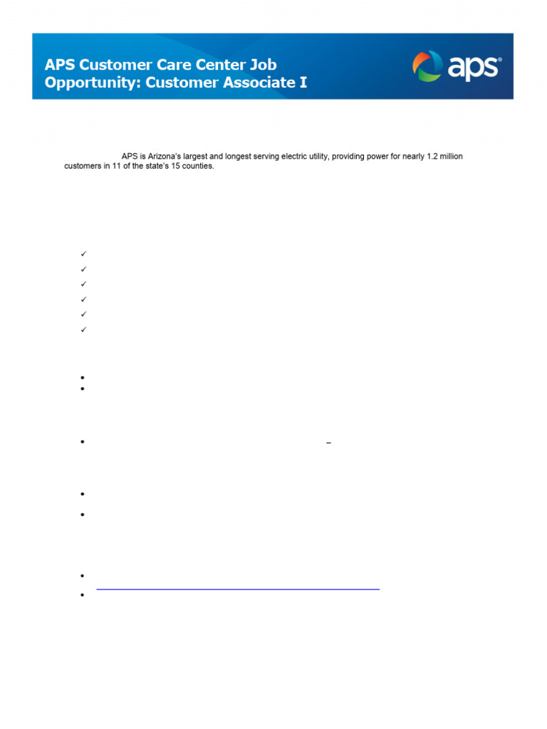 APS Customer Care Center Job Opportunity Flyer | PDF | Business ...