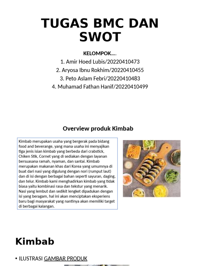 BMC&SWOT Analisis Kelompok 9 Perencanaan Bisnis | PDF