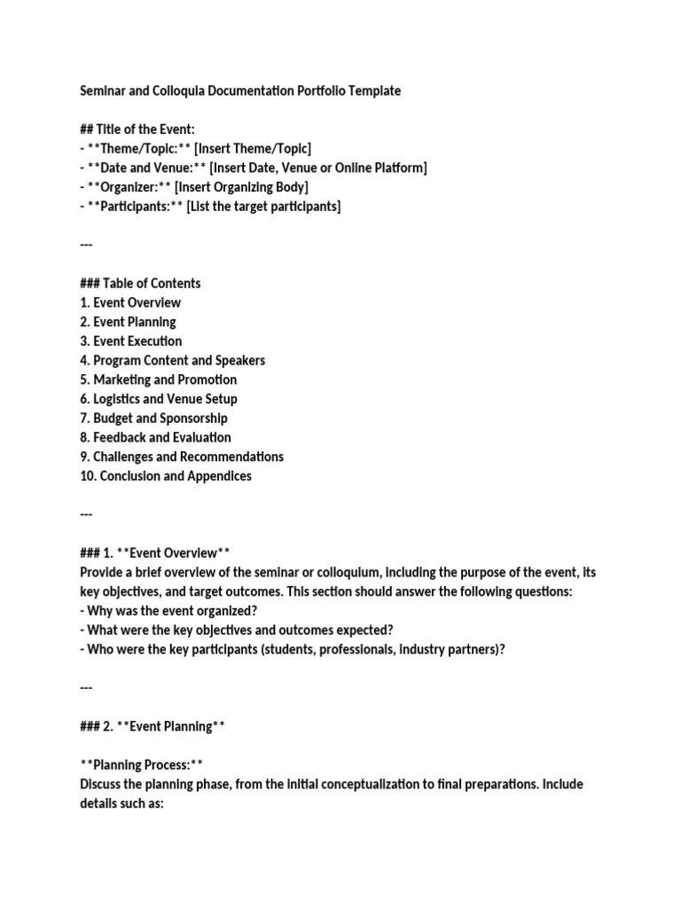 Seminar and Colloquia Documentation Portfolio Template | PDF | Human ...