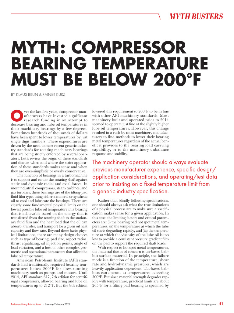 Myth Compressor Bearing Temperatures 1729568210 | PDF | Bearing ...