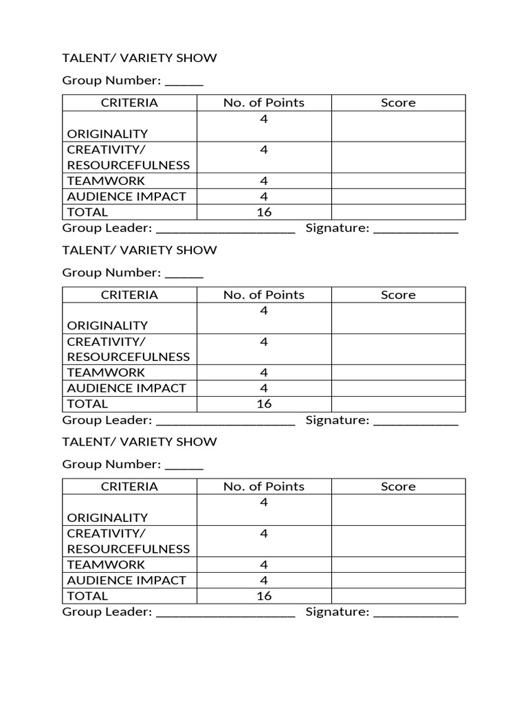 Rubrics Variety Show | PDF | Business