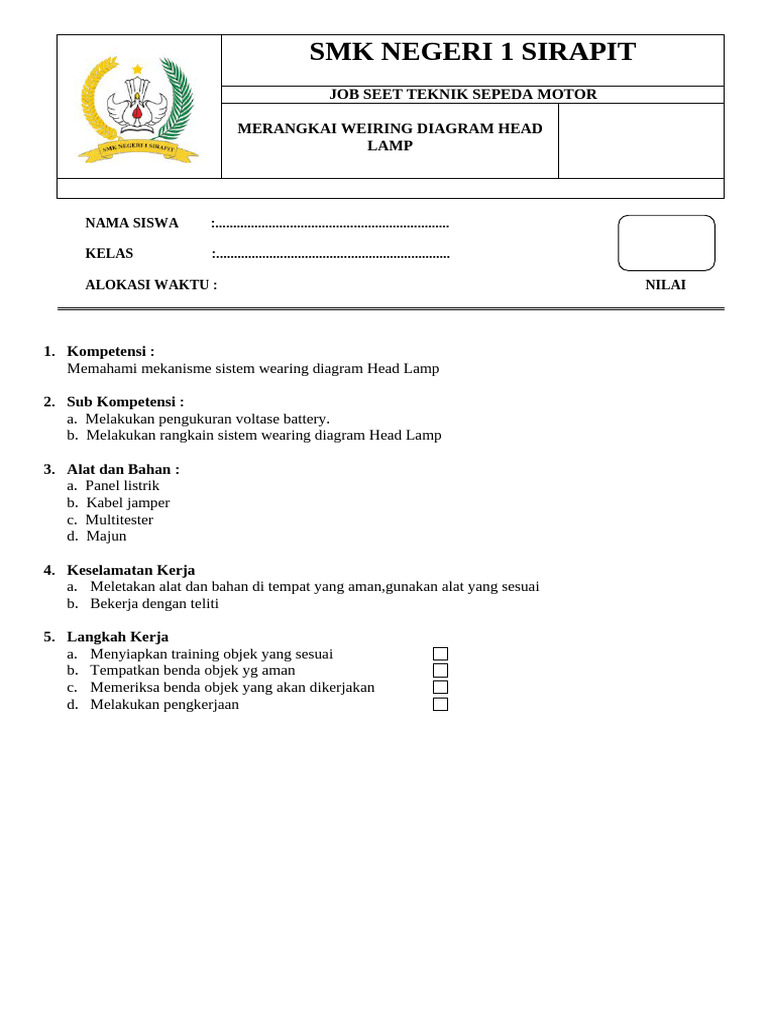 LK Listrik Head Lamp | PDF | Metode & Bahan Ajar | Komputer