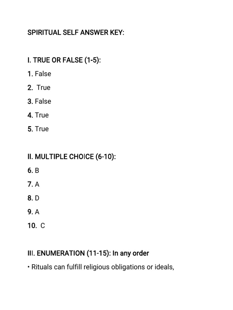 Spiritual Self Study Guide Key | PDF