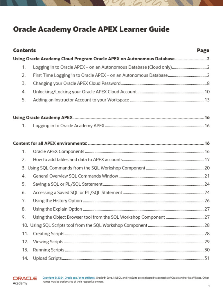 Oracle APEX Learner Guide | PDF | My Sql | Sql