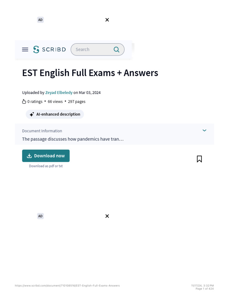 EST English Full Exams + Answers PDF Cost of Living Johannes Kepler ...