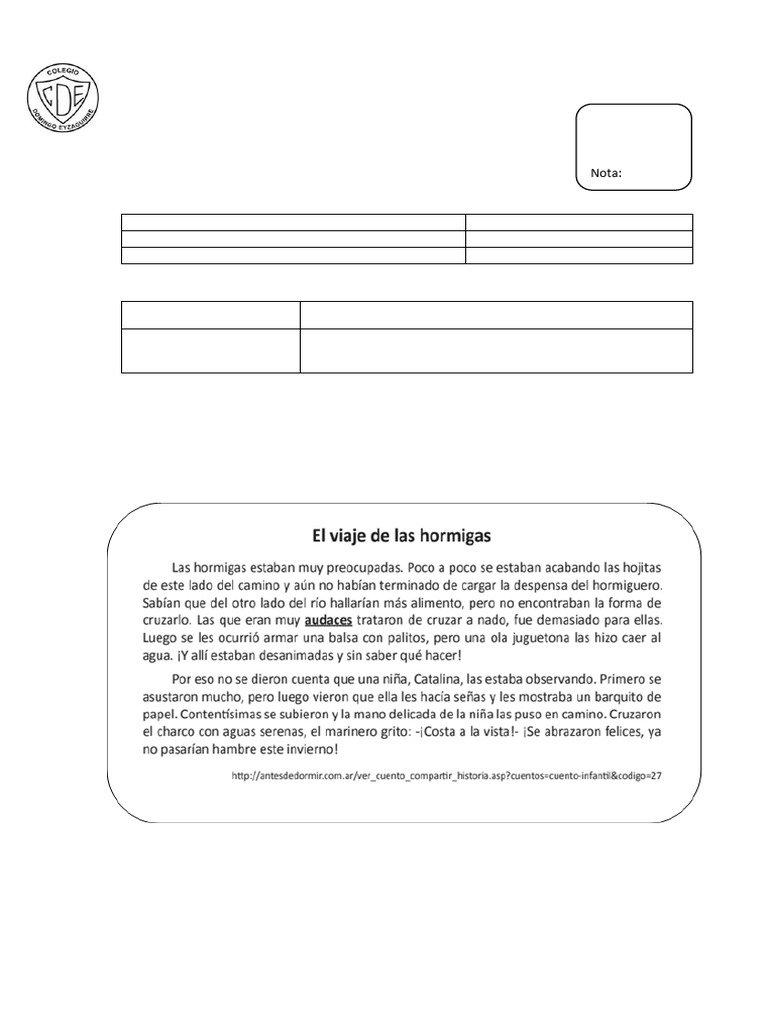 Prueba Formativa 2 Lenguaje 2° Básico | PDF | Ficción general