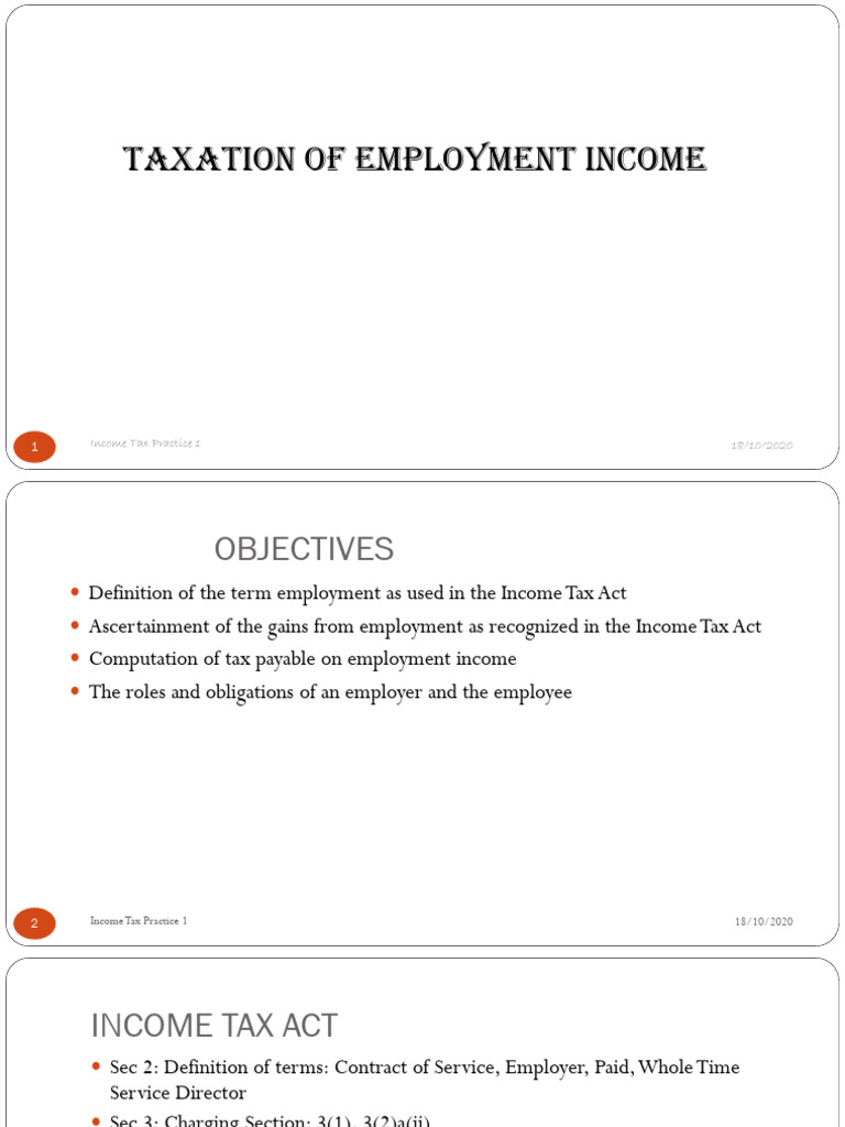 Employment Income Taxation Overview | PDF | Taxes | Employment