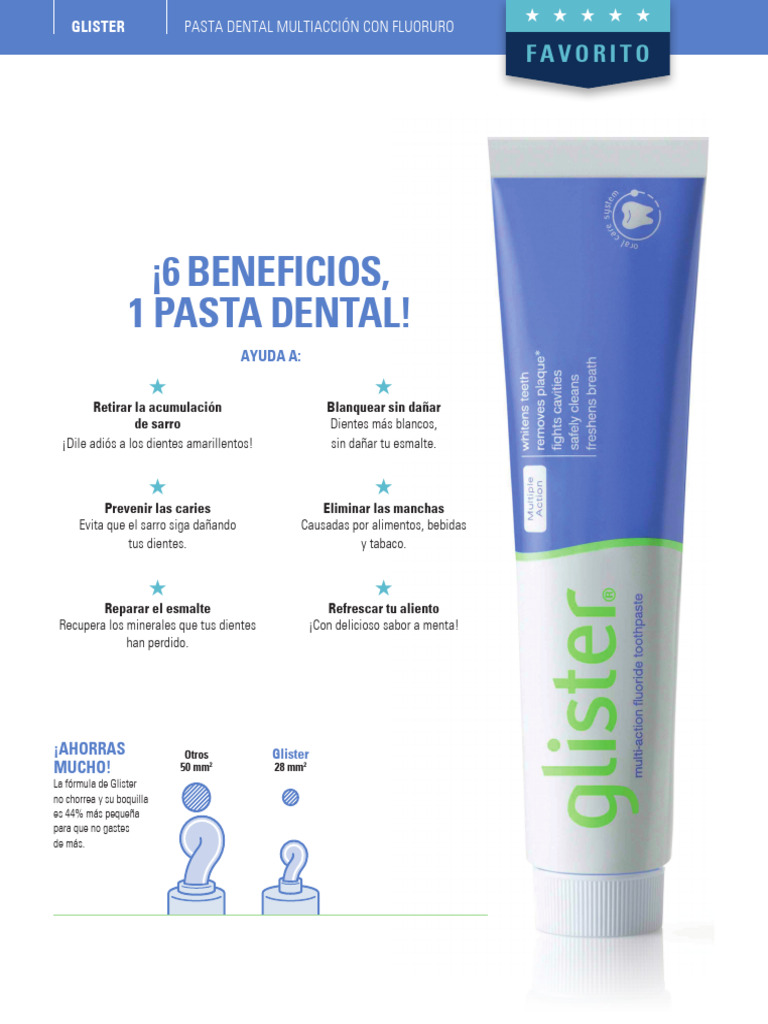 Pasta Dental Glister: 6 Beneficios Clave | PDF