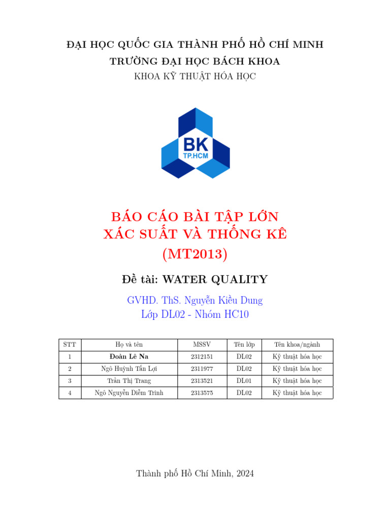 233 - DL02 - HC10 - Xác Suất Và Thống Kê (MT2013) (Bản Tự Cập Nhật) | PDF