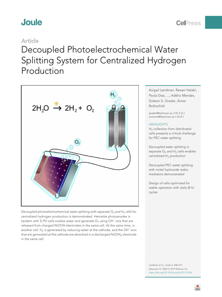 Water Splitting | PDF | Photovoltaics | Fuel Cell