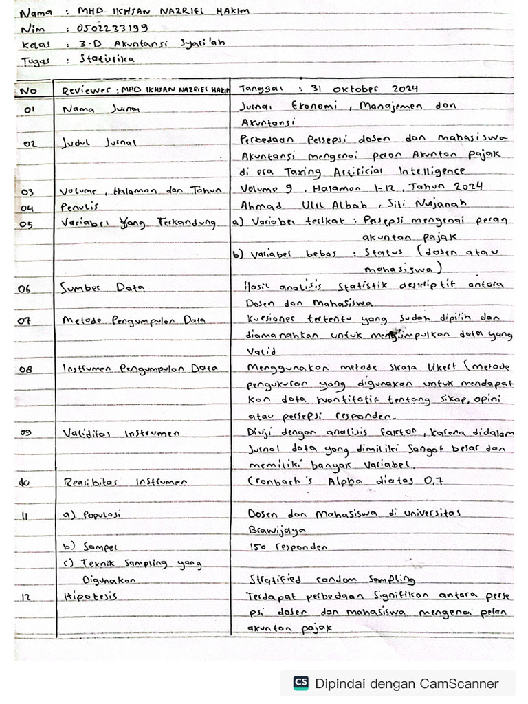 Mhd Ikhsan Nazriel Hakim Kuis Statistika | PDF