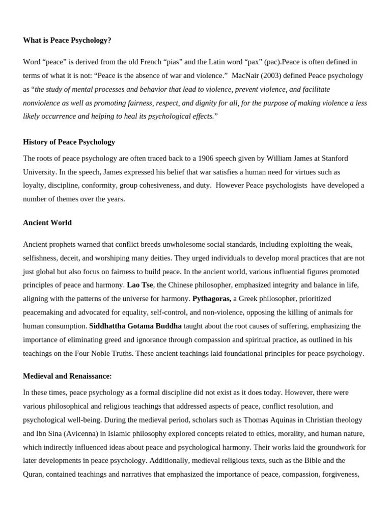 History of Peace Psychology | PDF | Peace | Psychology