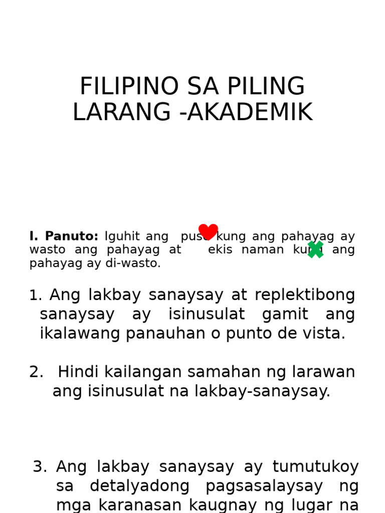 Filipino Sa Piling Larang - Akademik-Quiz | PDF
