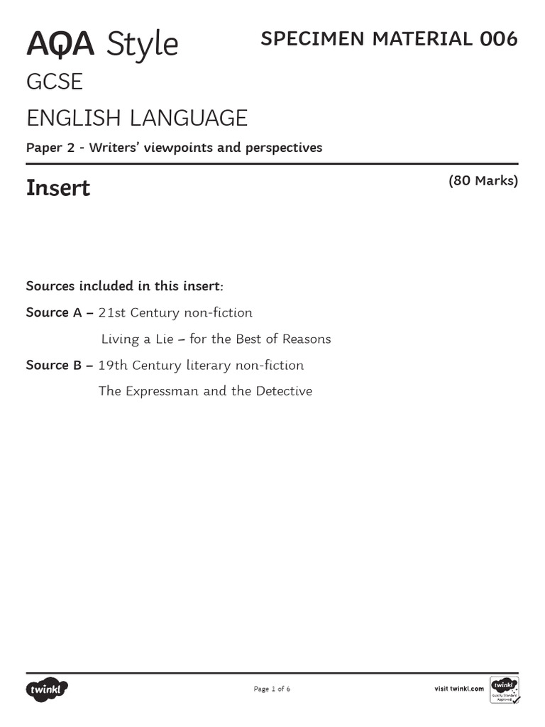 AQA Style Exam Paper 2 006 Insert | PDF | Crimes | Crime & Violence