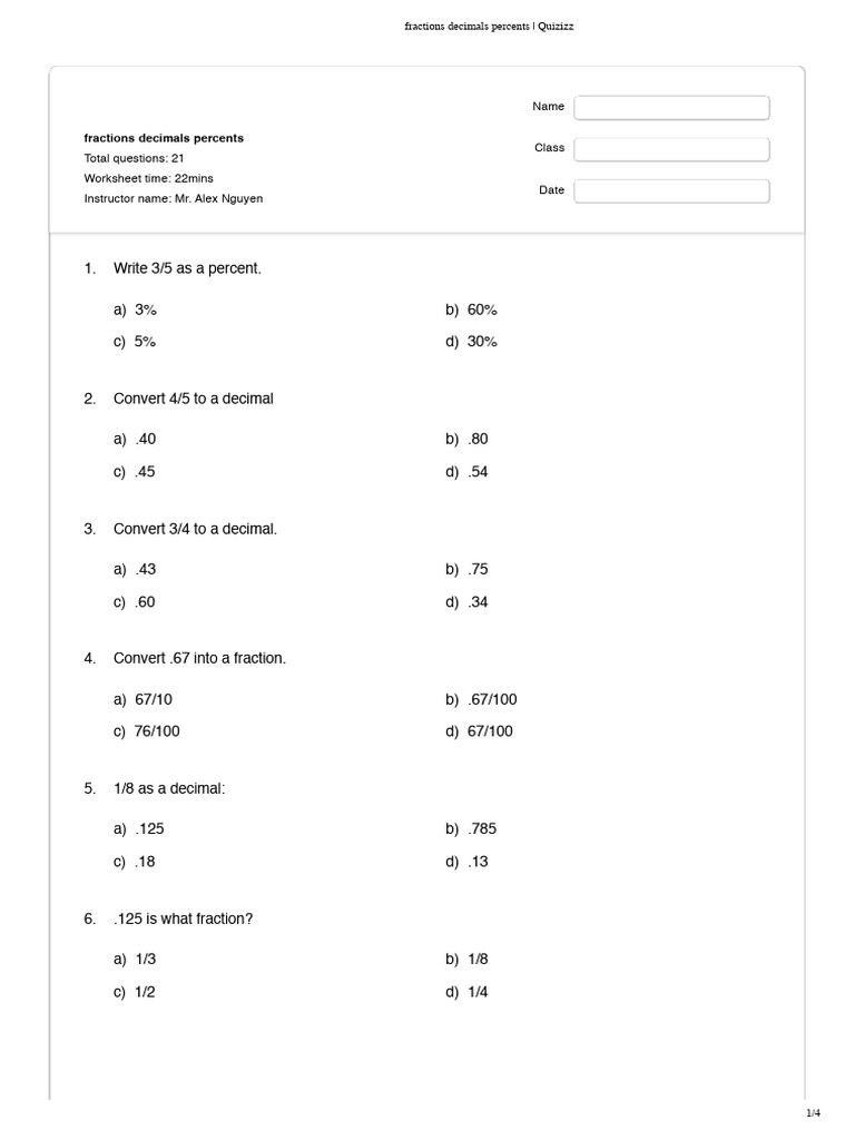 Fractions Decimals Percents | PDF | Decimal | Lexicology
