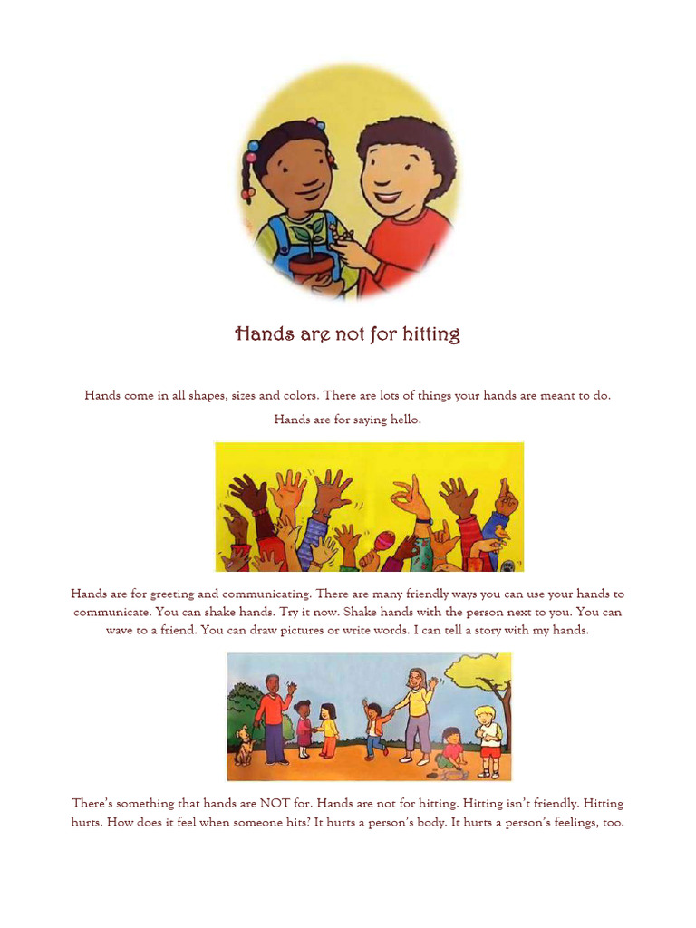 Living Values Education Respect I 3 6 Lesson 7 Hands Are Not For ...