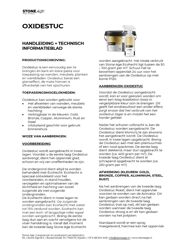 Oxidestuc Handleiding Technisch Informatieblad NL 23.1 | PDF