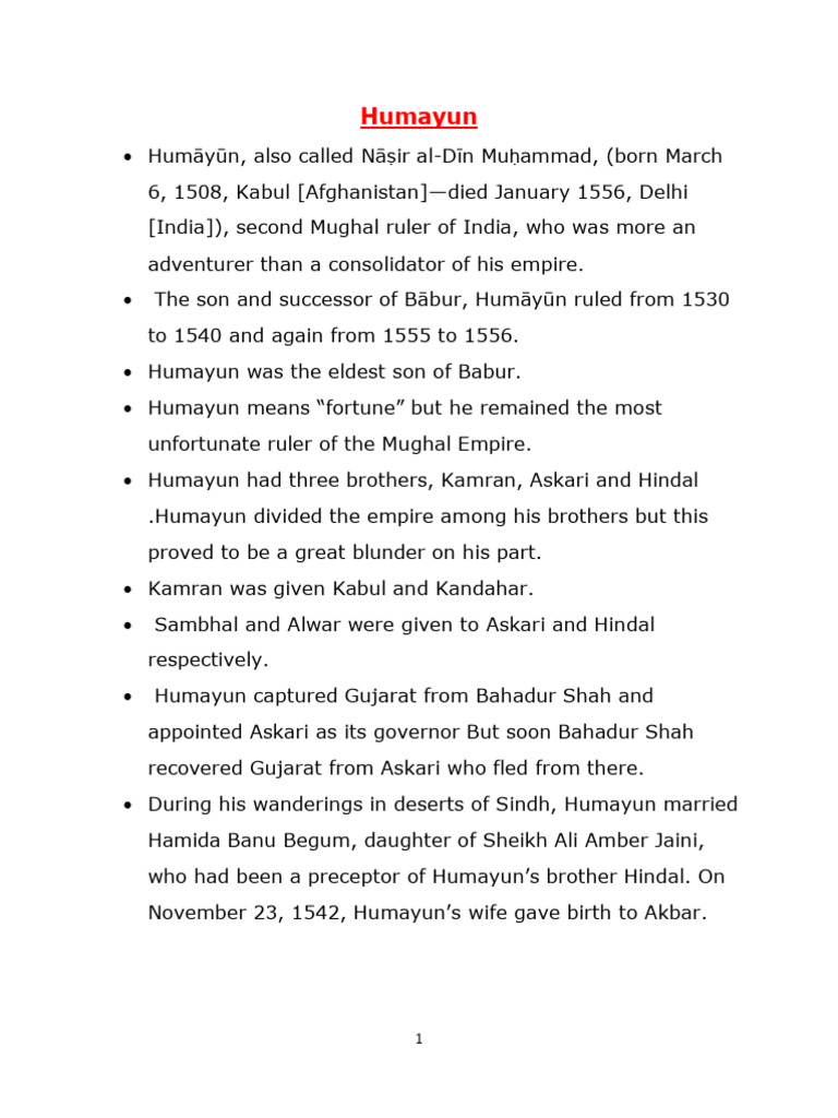 HIS-401 Unit-1 Lecture 3 Humayun | PDF | History | Classics