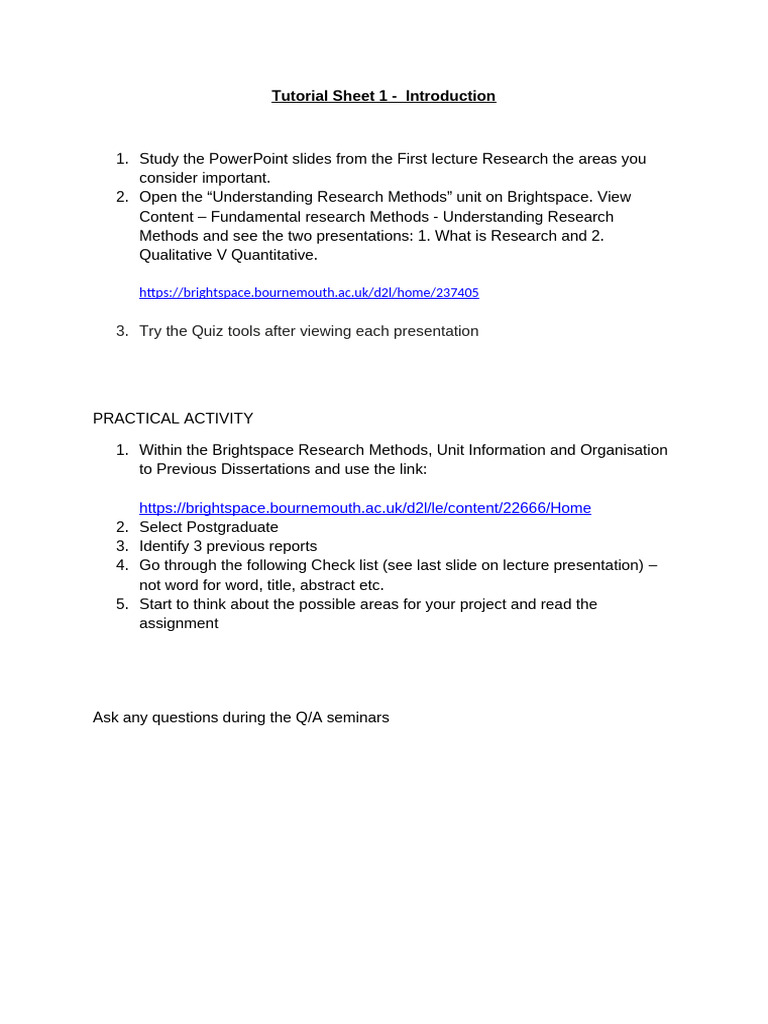 Brightspace Research Methods Tutorial | PDF | Art