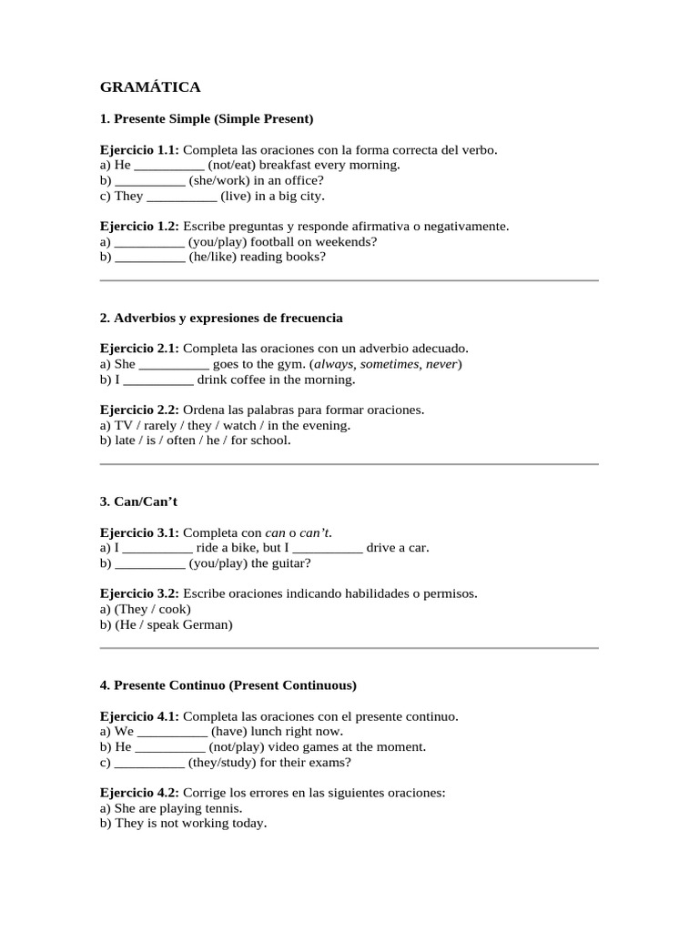 Ejercicios 2do Parcial Ingles 2da Parte | PDF | Sintaxis | Gramática