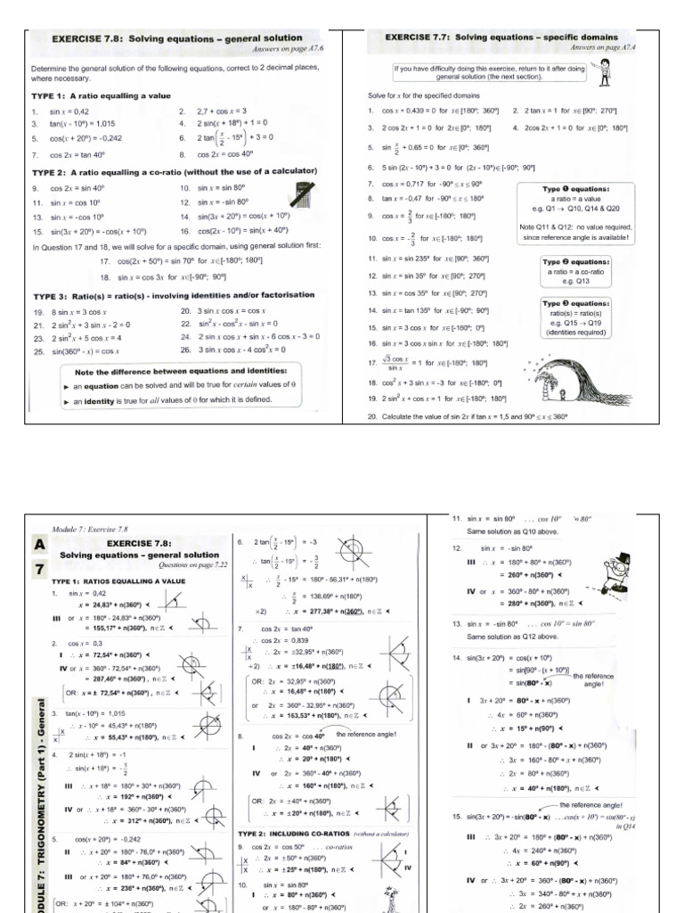 10 GR 11 Trig Equations | PDF