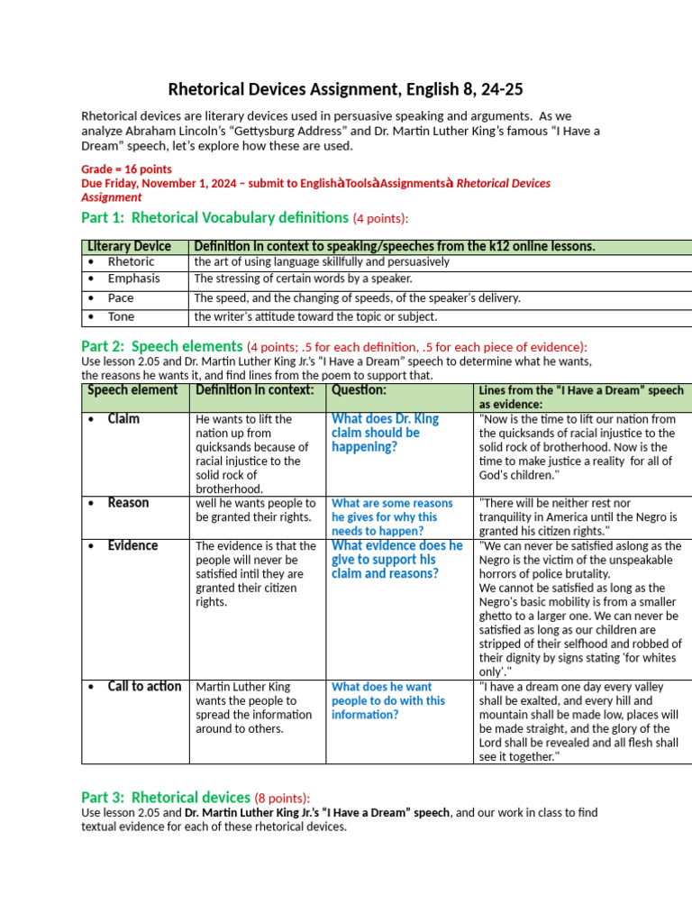 Rhetorical Devices Assignment 24-25 | PDF | Rhetoric