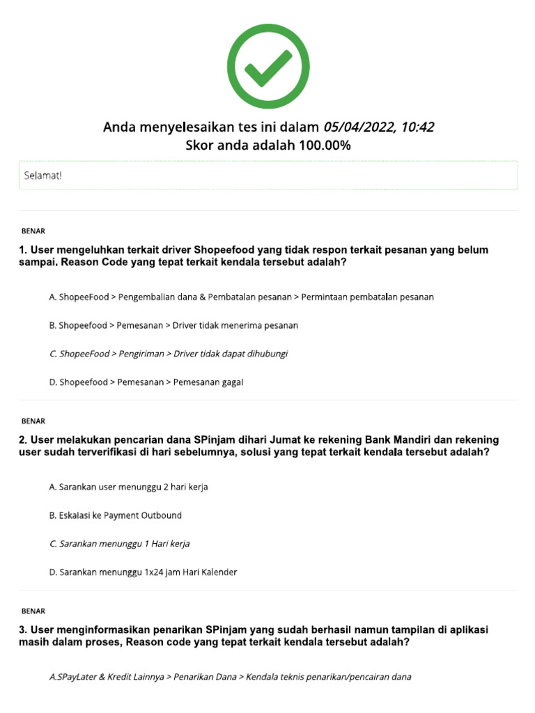 ID - Weekly 14 Quiz - Premium - Week 14 2022 | PDF