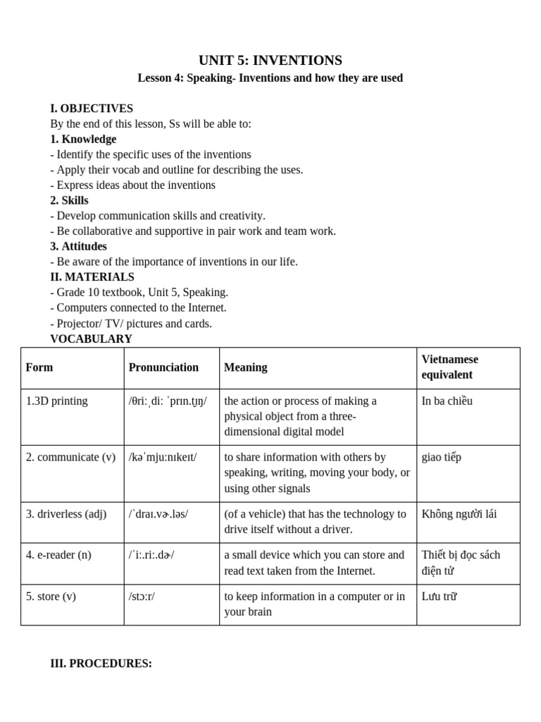Unit 5 INVENTIONS | PDF | Communication | Behavior Modification