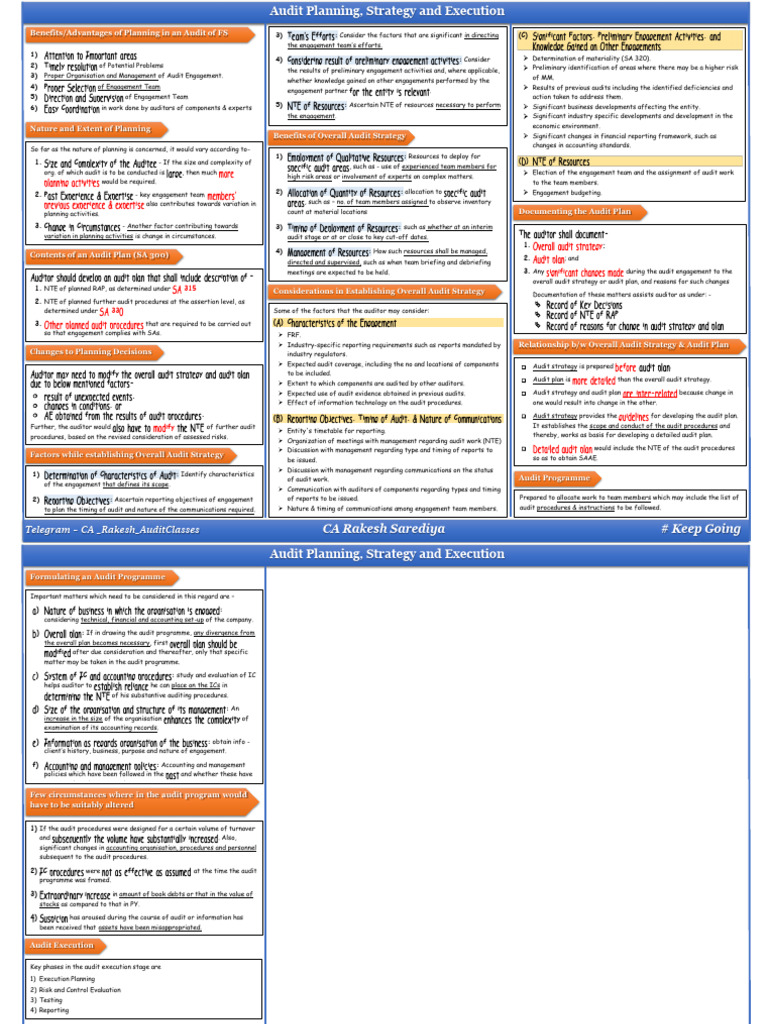 Audit Planning CA FINAL AUDIT | PDF | Audit | Business