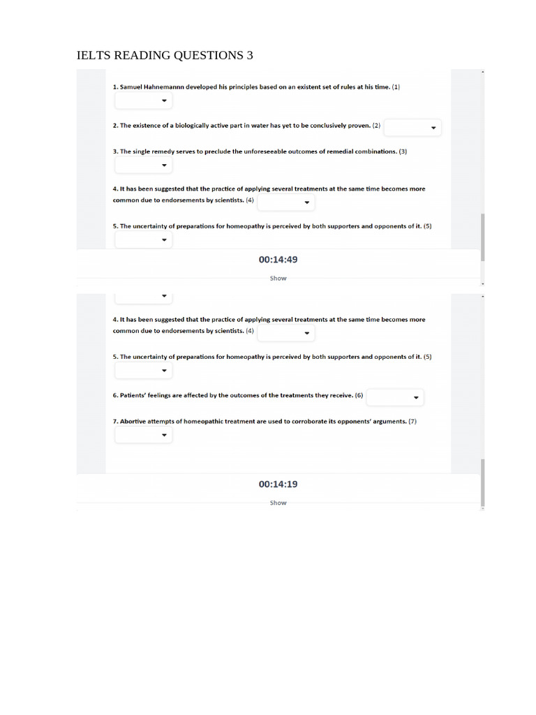 Ielts Reading Questions 3 | PDF