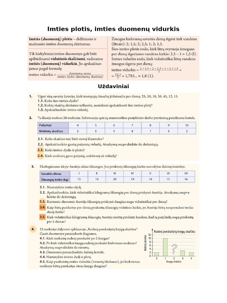 Imties Plotis, Imties Vidurkis | PDF